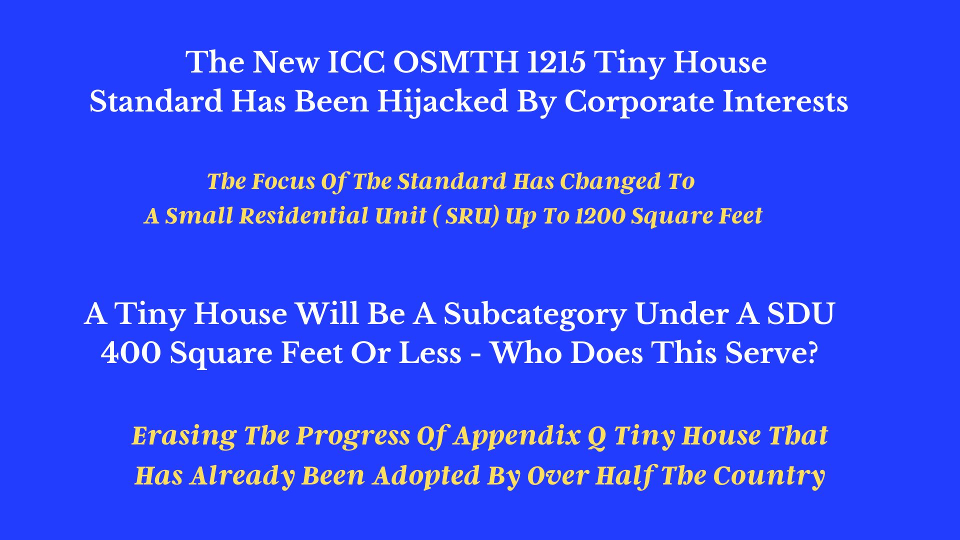 OSMTH 1215 Tiny House Standard - Tiny House Alliance USA